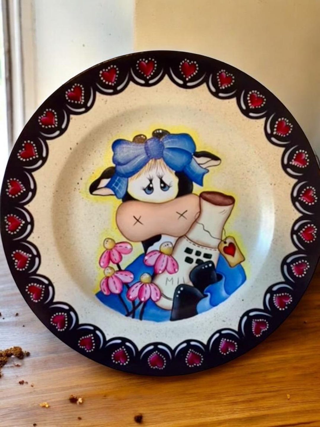 Plate - Ceramic - Hand Painted Country Cow - Etsy