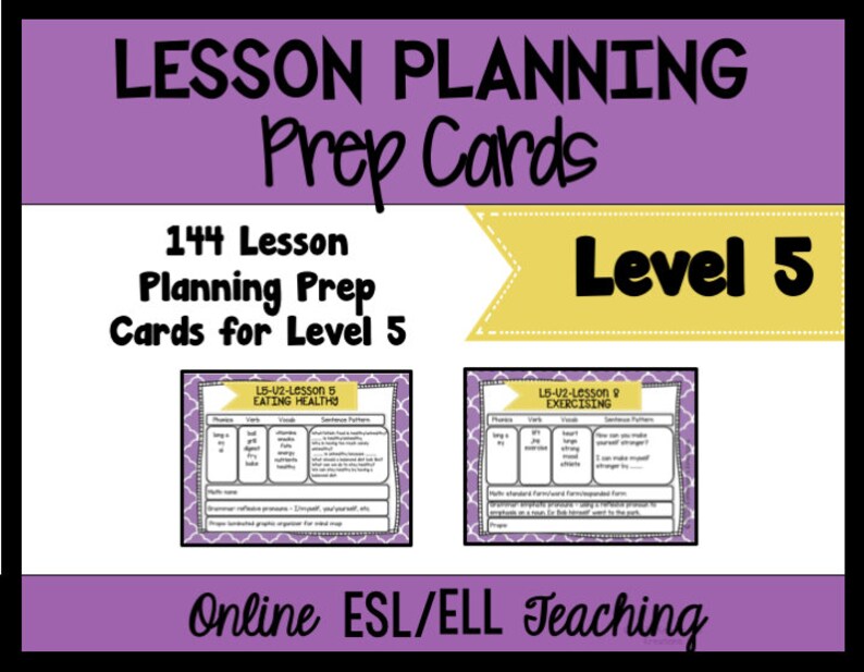 Online ESL Teaching Lesson Planning Prep Cards vipkid Level 5 - Etsy