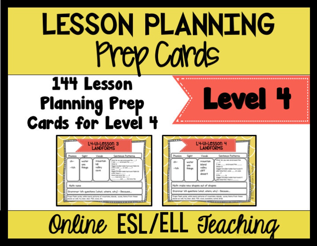 Online ESL Teaching Lesson Planning Prep Cards vipkid Level 4 - Etsy