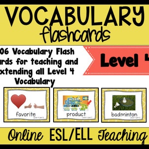 Online ESL Teaching Vocabulary Flashcards (vipkid Level 4) - Etsy