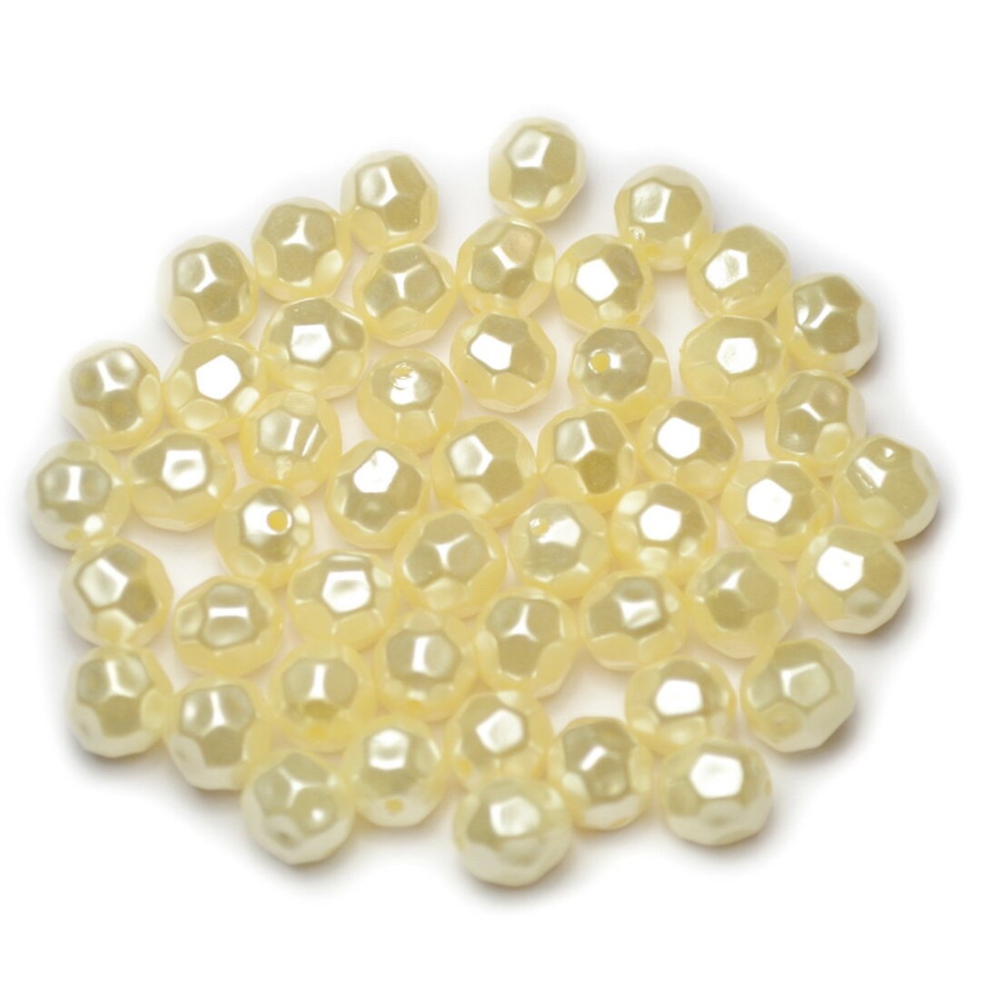 Lot of 50 Pearly Faceted Pearl Beads Acrylic 9mm Ivory - Etsy