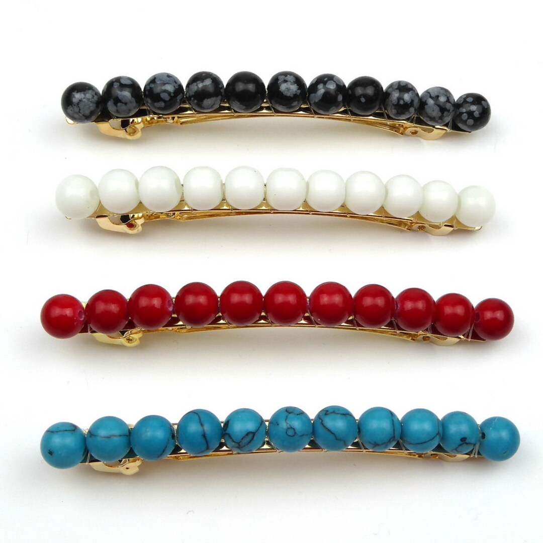 8cm Hair Barrette, 8mm Beads - Etsy