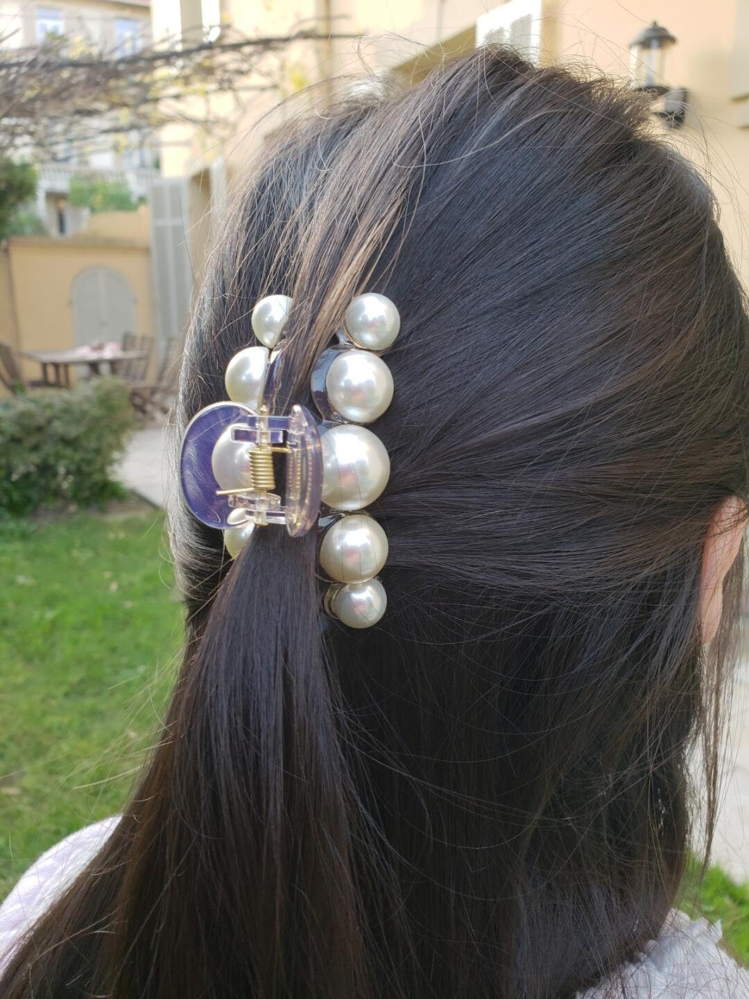 Large Pearl Hair Clip 10cm, Hair Accessory - Transparent - Etsy