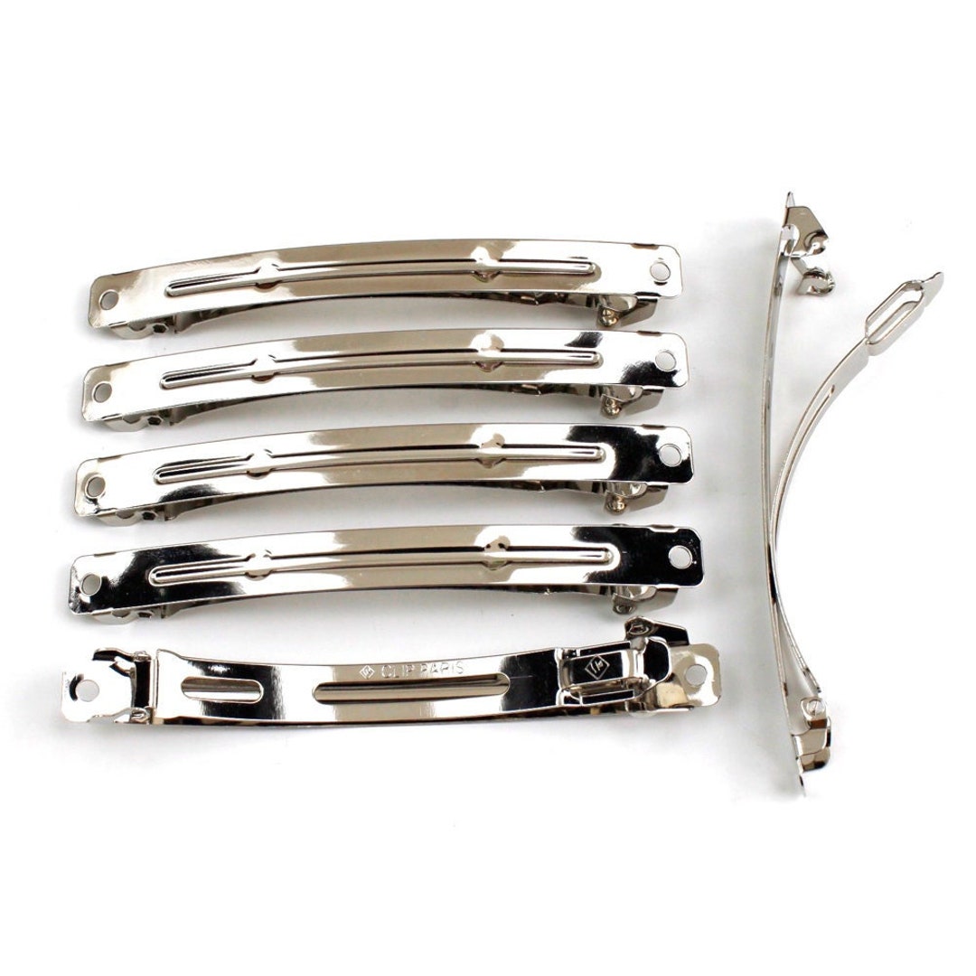 50 Large Barrettes 9cmx0.9cm clip Paris Frame, Silver or Gold, Hair ...