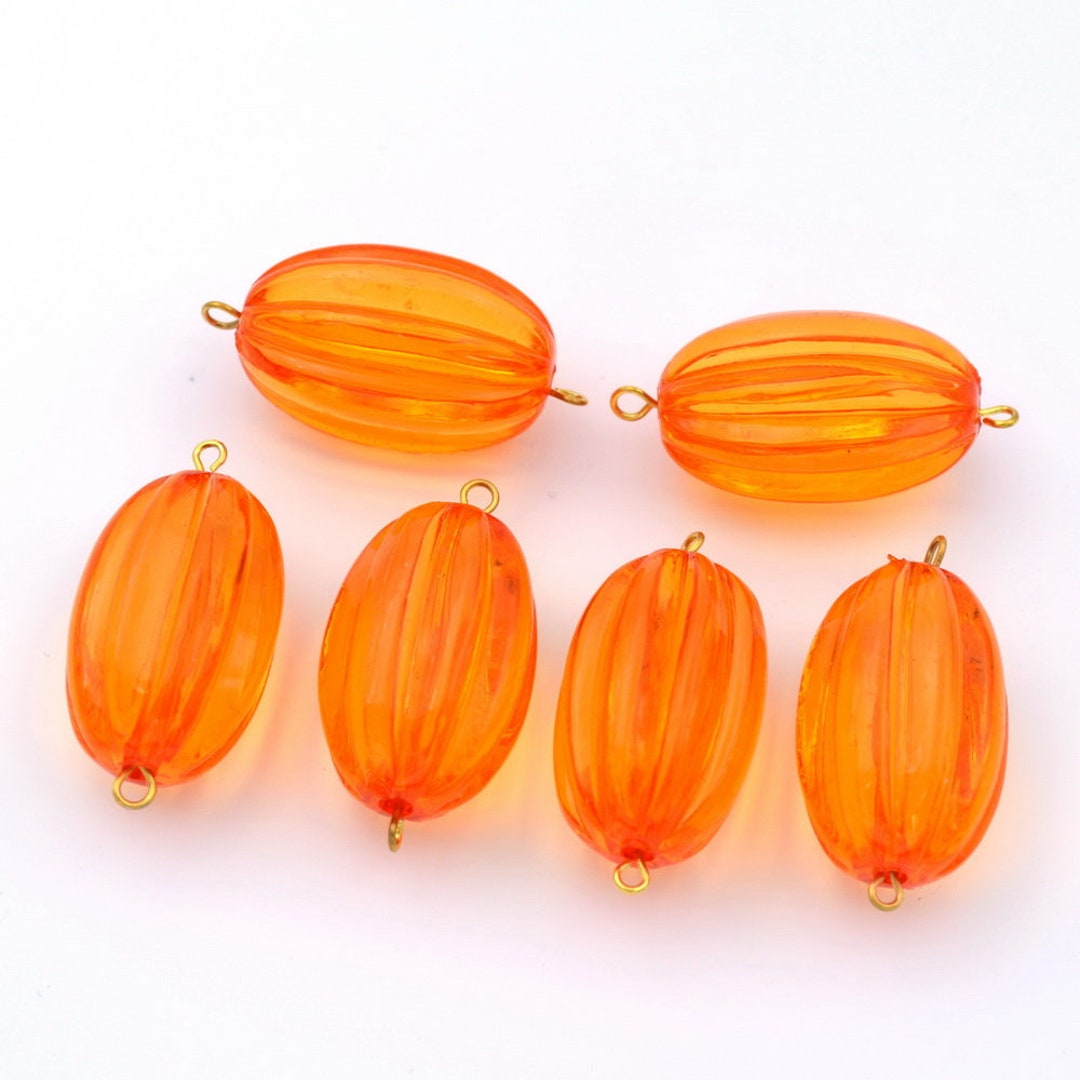 Pack of 10 Oval Acrylic Beads 29x17mm - Orange - Etsy