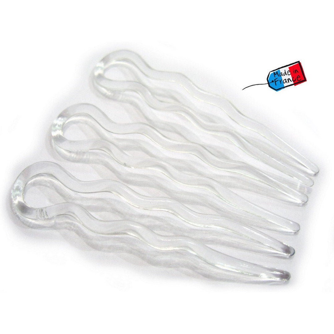 6 Transparent Hair Pins Made in France 8.8cm - Etsy
