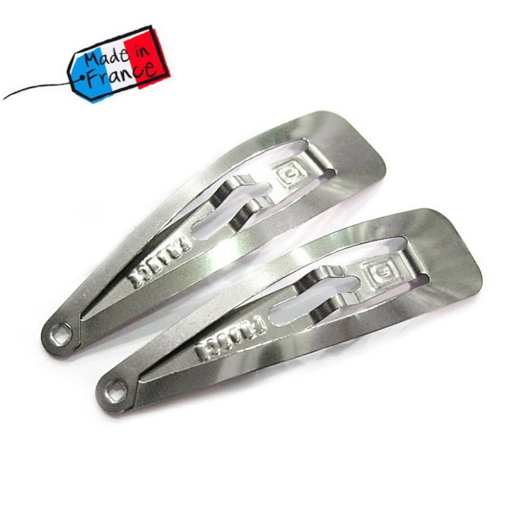 Set of 6 Silver Clic Clac Hair Clips Made in France 5cm, Hair Accessory ...