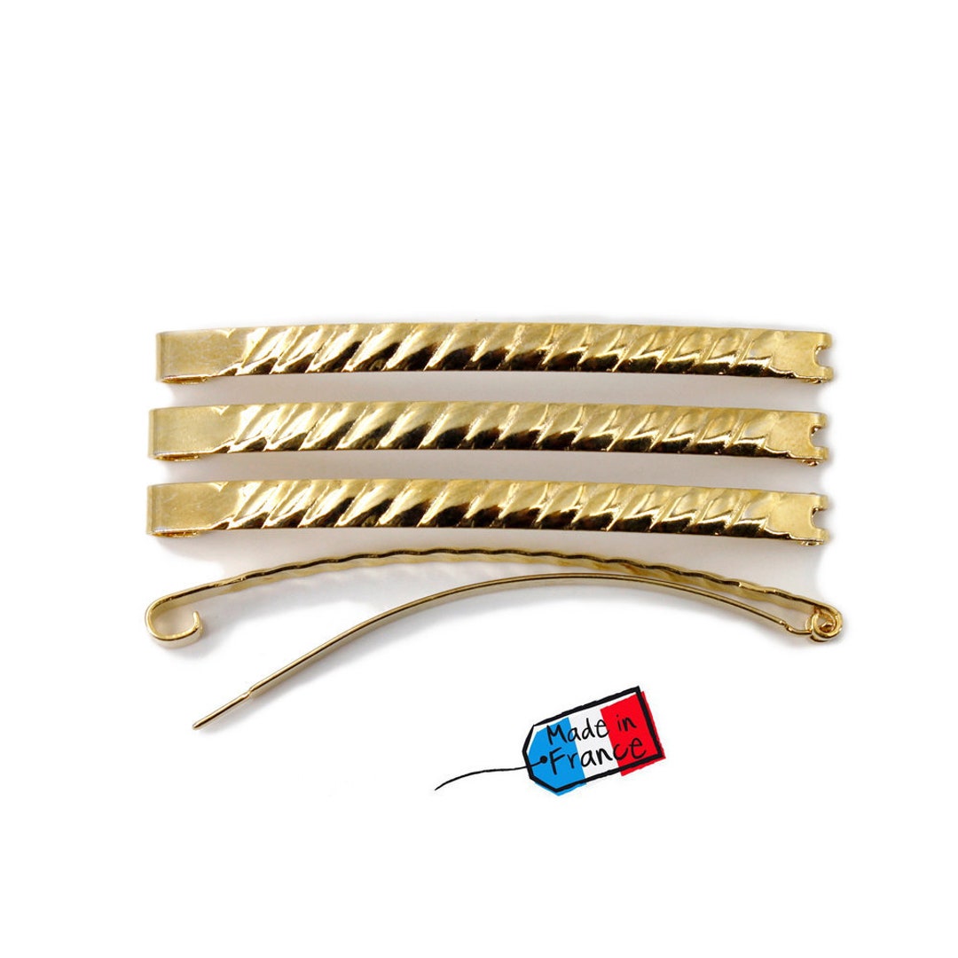 Set of 4 Fildor Gold Twisted Metal Hair Barrettes Made in France 5.8cm ...