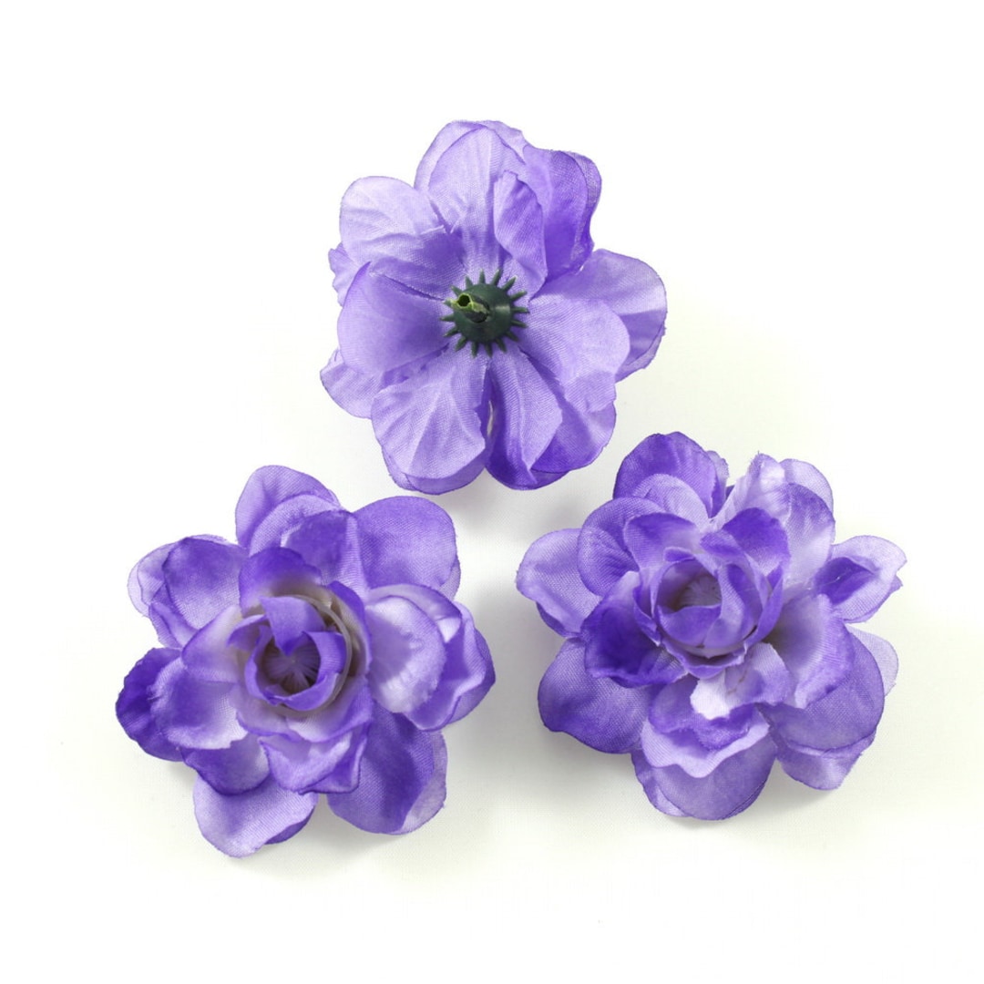 Conjunto de 10 flores artificiales sin tallo diam. 5,5 cm - morado ...