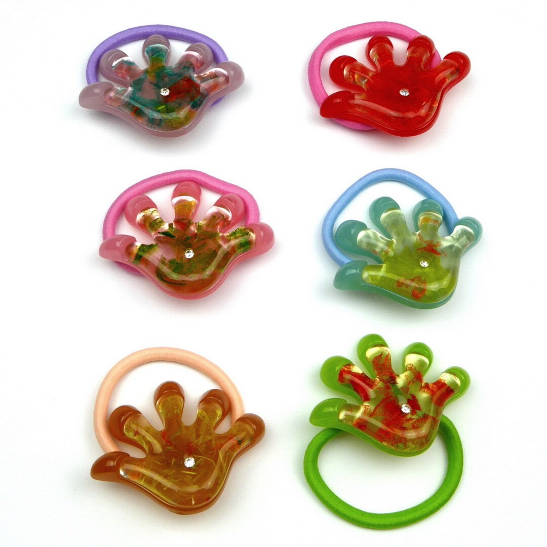 Set of 6 Handmade Hair Elastics, Assorted Colors, Children's Hair ...