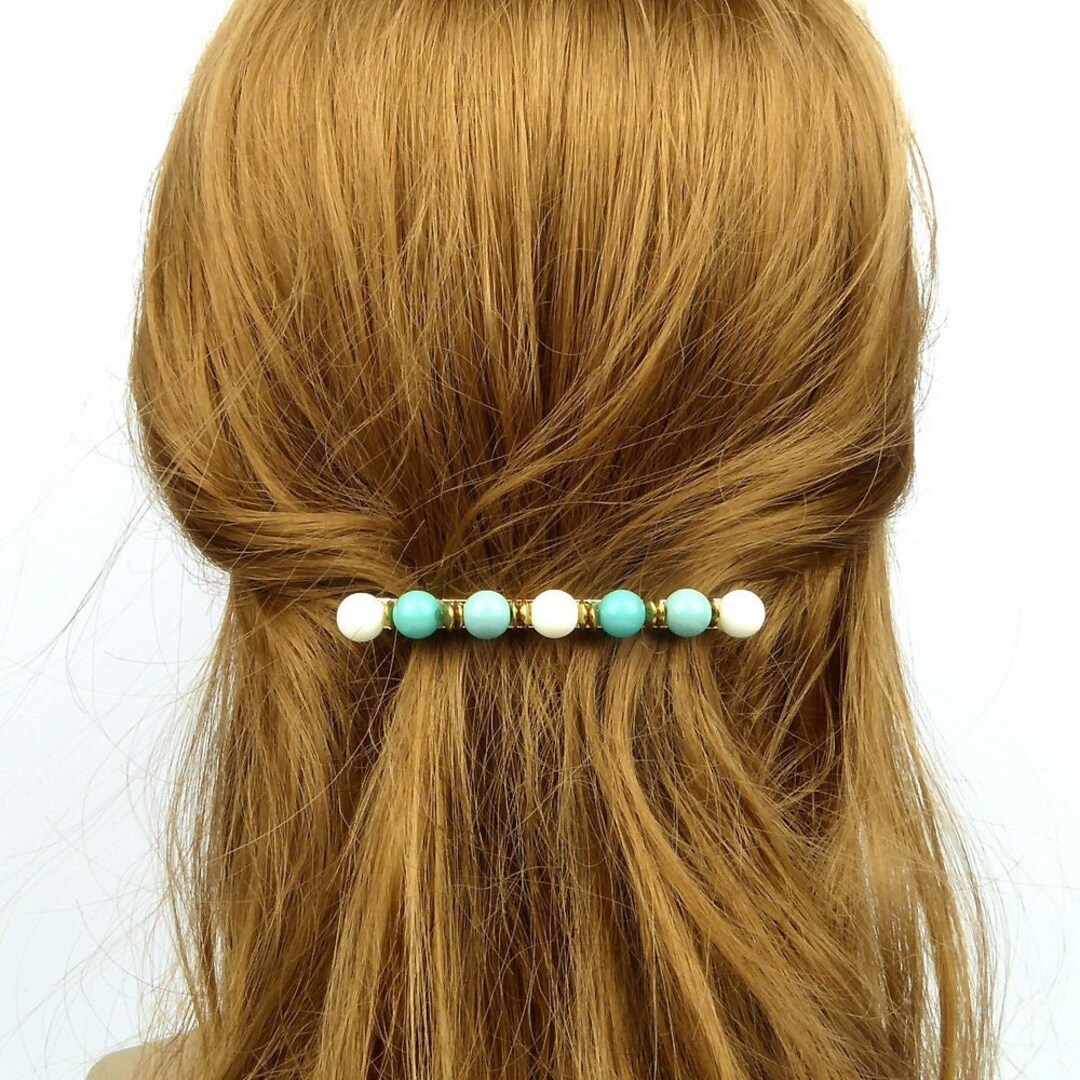 8cm Hair Barrette, Round Beads in Fancy Color - Etsy