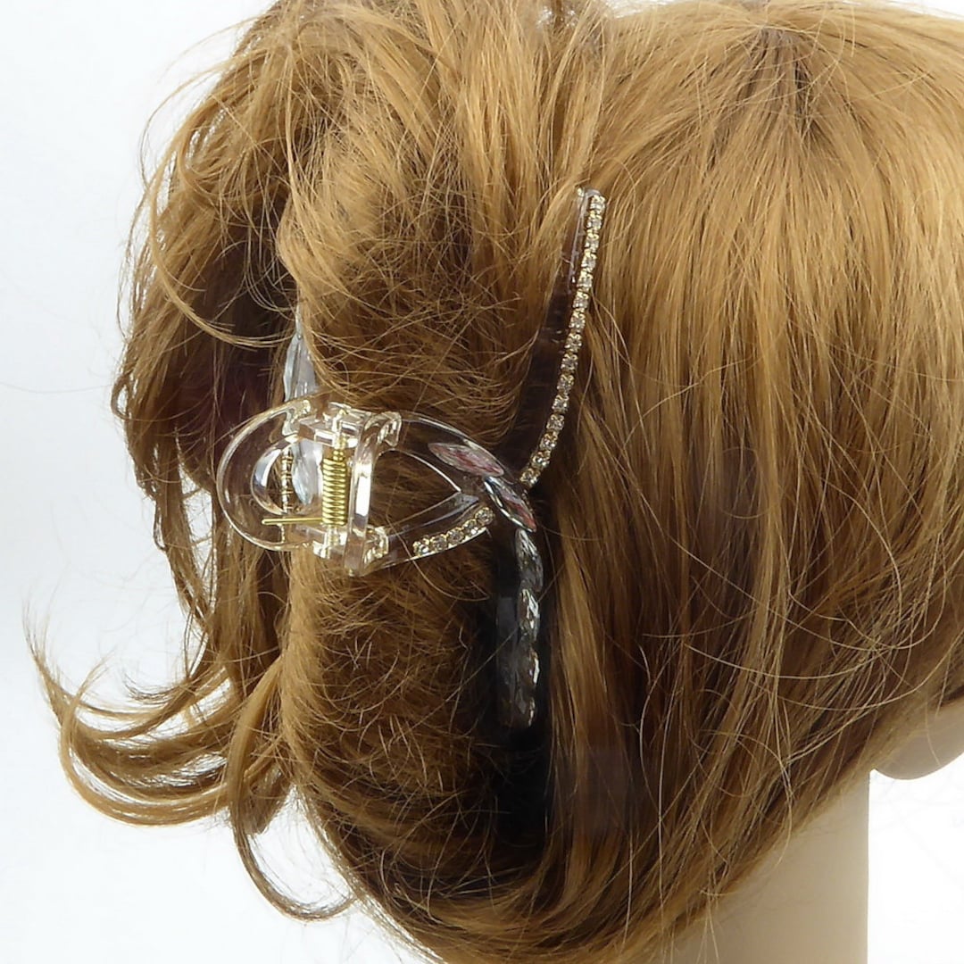 Large Transparent Rhinestone Hair Clip 11cm Etsy Ireland