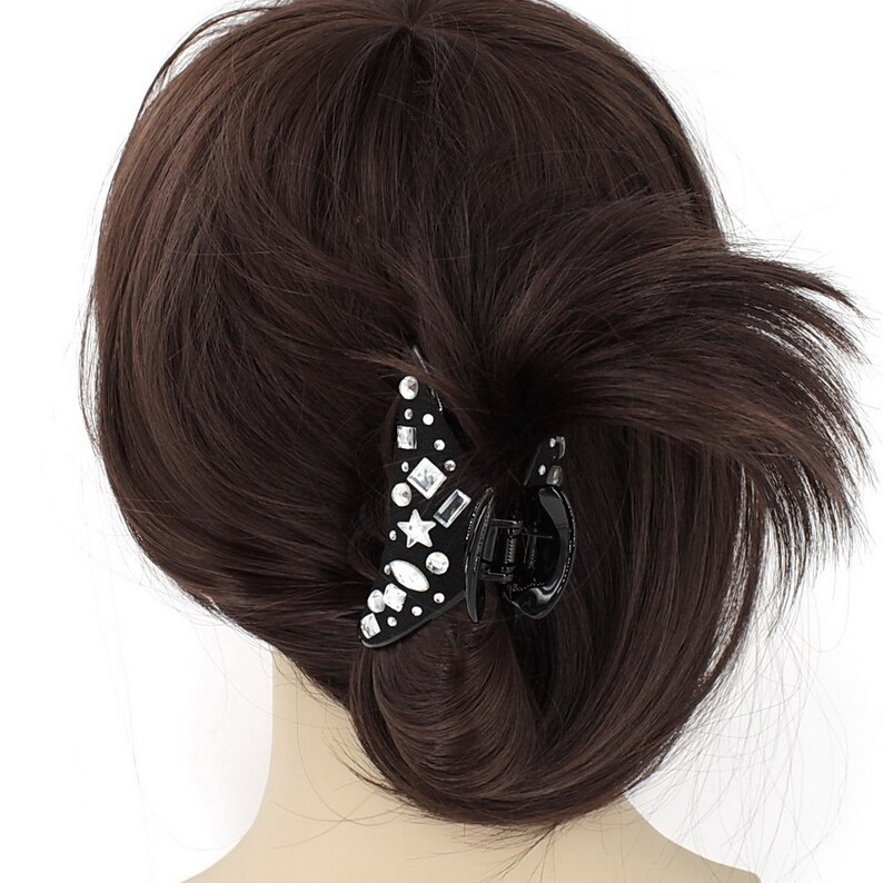 9cm Facet Rhinestone Hair Pinch Hair Accessory Black - Etsy
