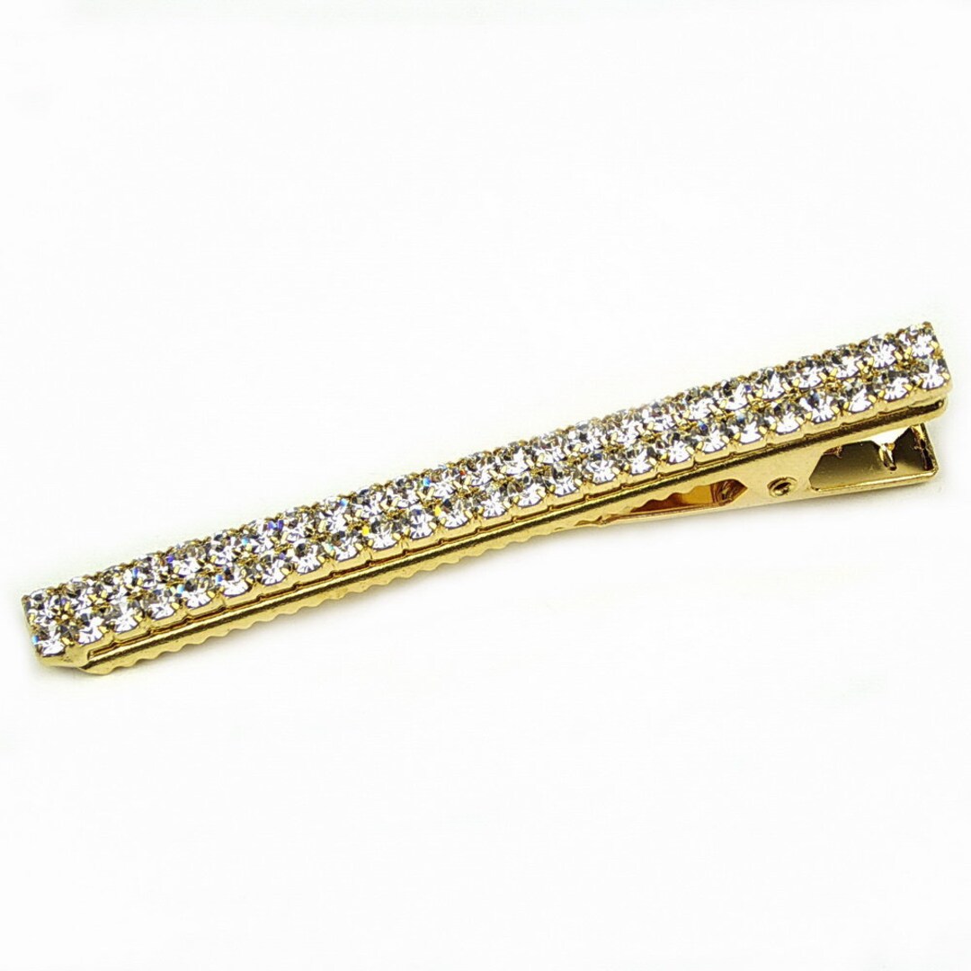 Flat Crocodile Hair Clip 2 Rows of Gold Rhinestones 6cm - Etsy