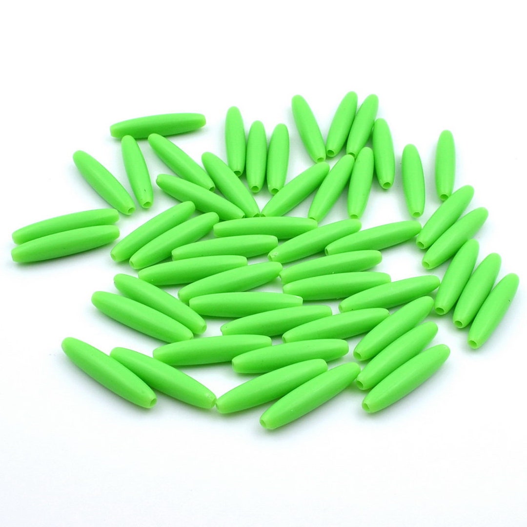 100 Long Oval Acrylic Beads 27mmx6mm Green - Etsy