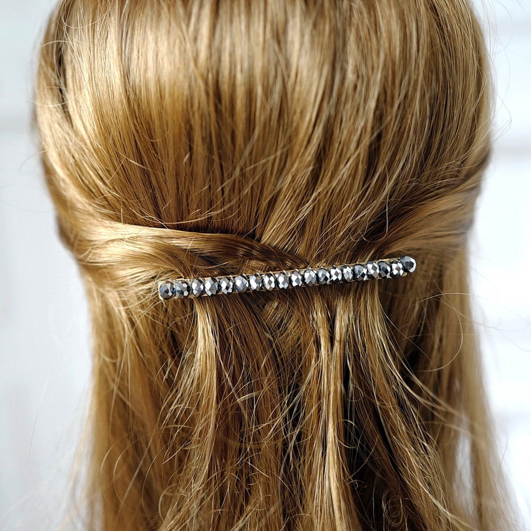 8.5cm Hair Barrette With Crystal Beads - Etsy