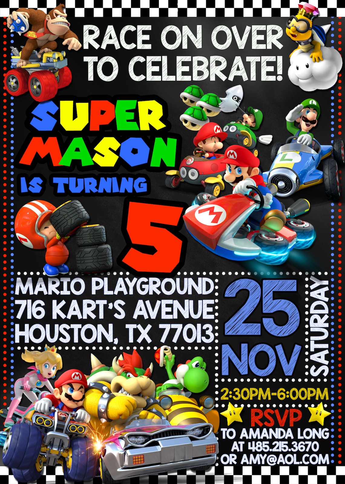 Mario Kart Invitation Mario Kart Birthday Party Invite - Etsy Canada