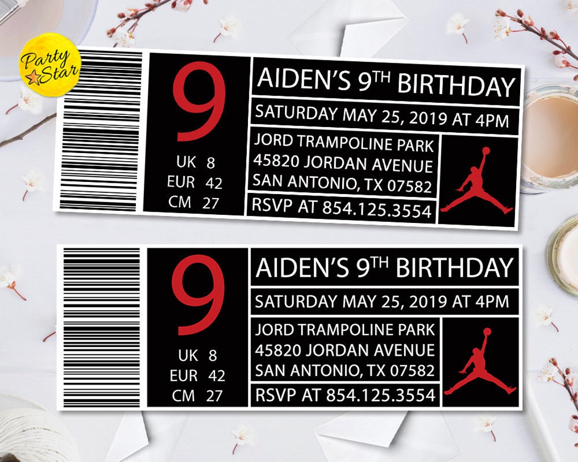 Jordan Shoe Label Invitation Jordan Shoe Birthday Party - Etsy
