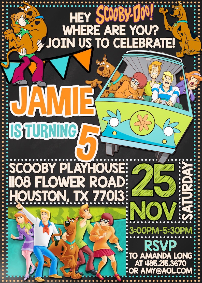 Scooby Doo Invitation Scooby Doo Birthday Party Invite Etsy