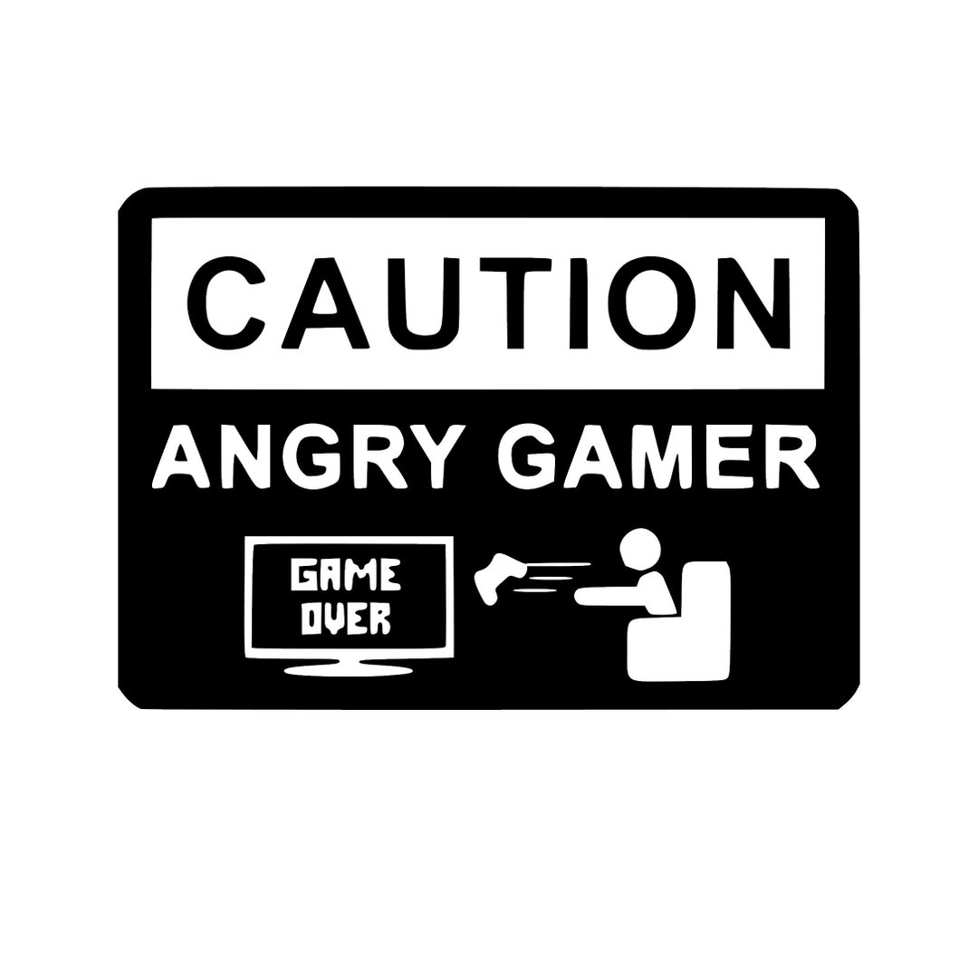 Caution Angry Gamer Decal Sticker for Windows, Computers, Flat Surface ...