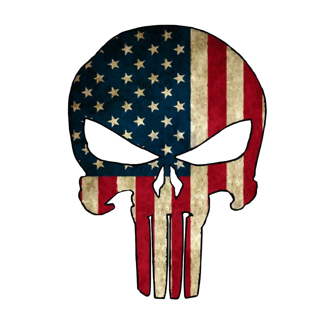 Skull USA American Flag, Decal Sticker - Etsy