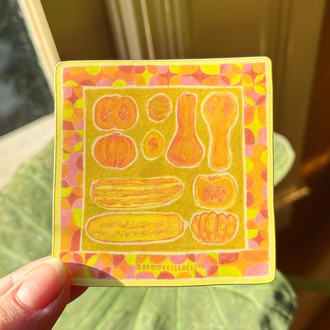 Squash Sticker | Veggie Sticker | Harvest | Square Sticker | Nature ...