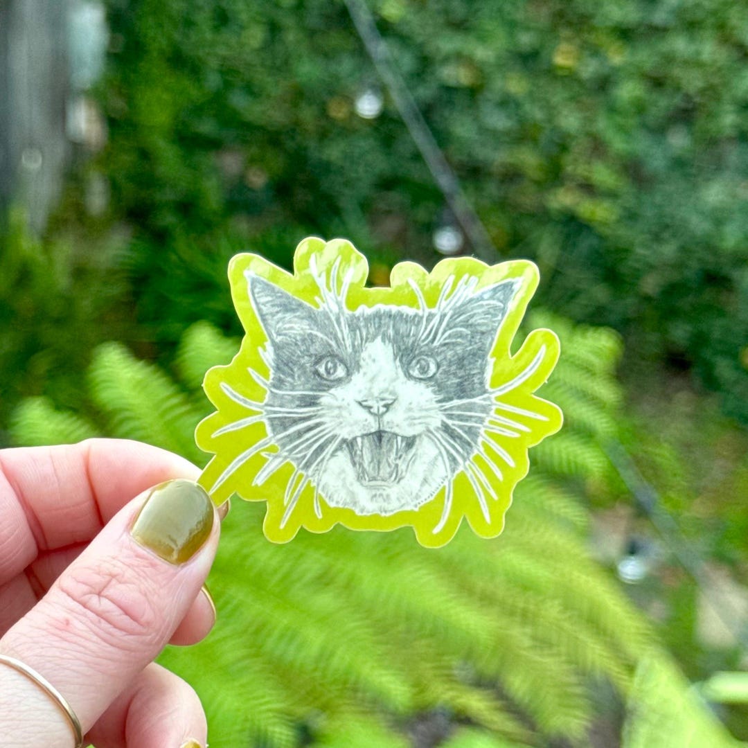 Cat Meowing Sticker Cal the Cat Cat Sticker Waterproof Sticker 2.4x2 ...