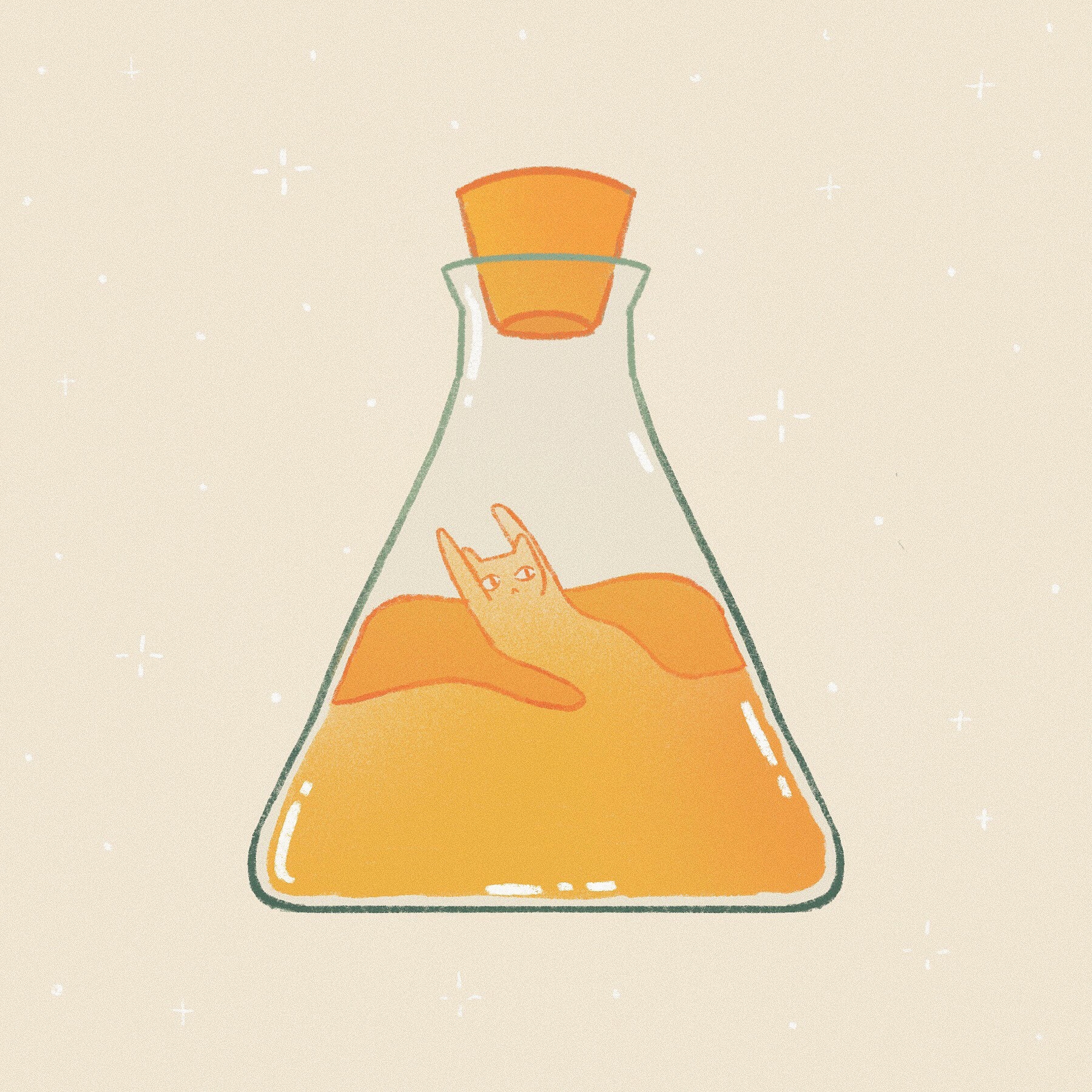 Liquid Cat 4.5 Inch Square Art Print | Etsy