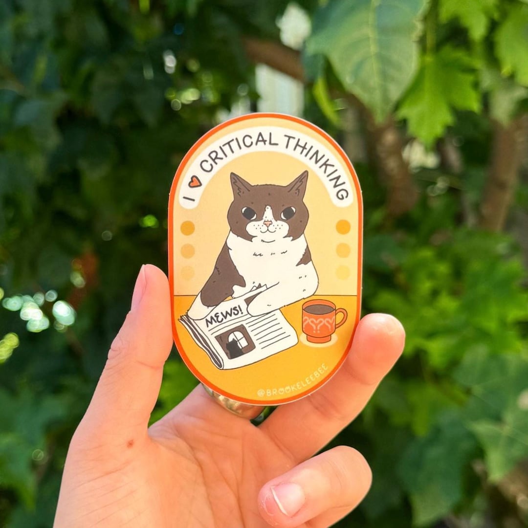 Critical Thinking Cat Sticker | Matte - Etsy
