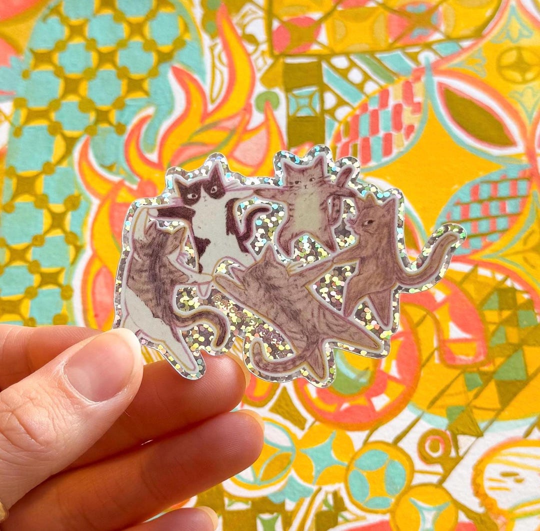 Cat Dance Sticker | Matisse Dance | Glitter Sticker | Clear Sticker ...