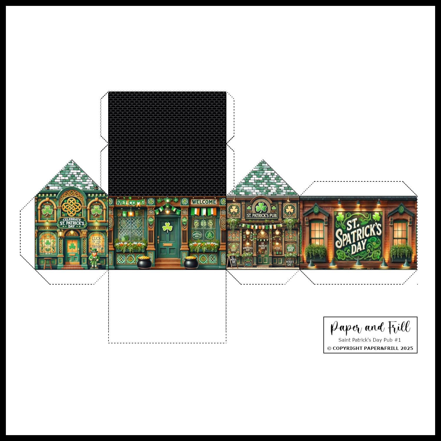 Printable Paper House Template | DIY St. Patrick’s Day Irish Pub ...