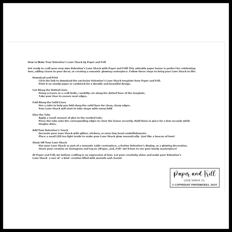Printable Paper House Template | DIY Valentine’s Love Shack | Paper ...
