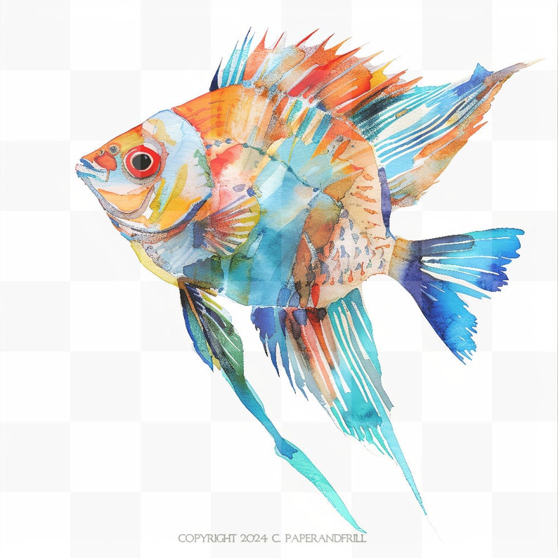 Vibrant Watercolor Tropical Fish Clipart Set - Etsy