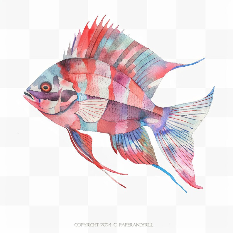 Vibrant Watercolor Tropical Fish Clipart Set - Etsy