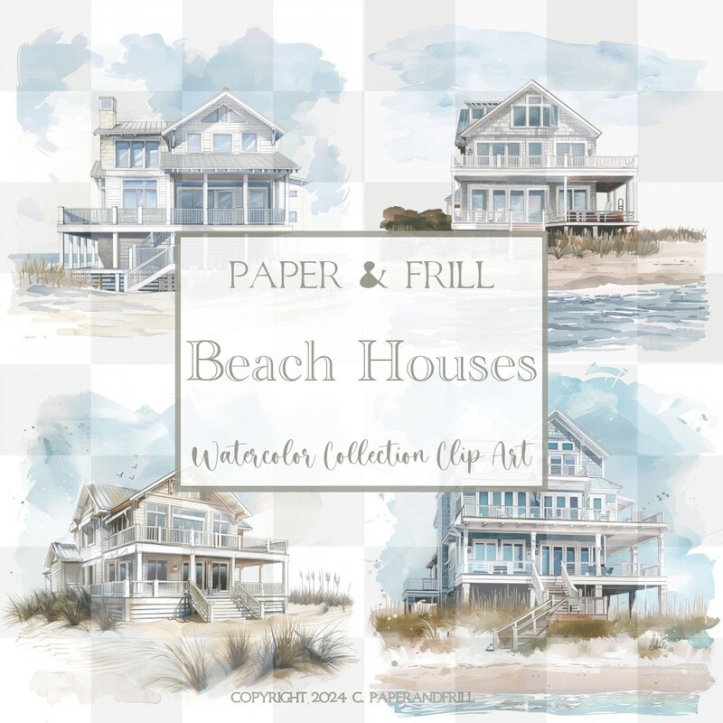 Beach House Clip Art - Etsy