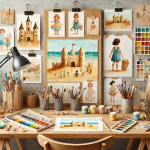 Playful Beach Fun Clipart - Set of 12 Watercolor Sandcastle ...