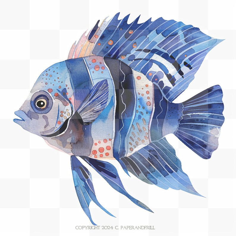 Vibrant Watercolor Tropical Fish Clipart Set - Etsy