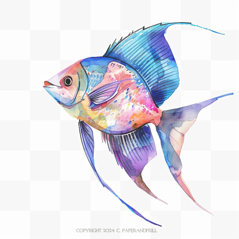 Vibrant Watercolor Tropical Fish Clipart Set - Etsy