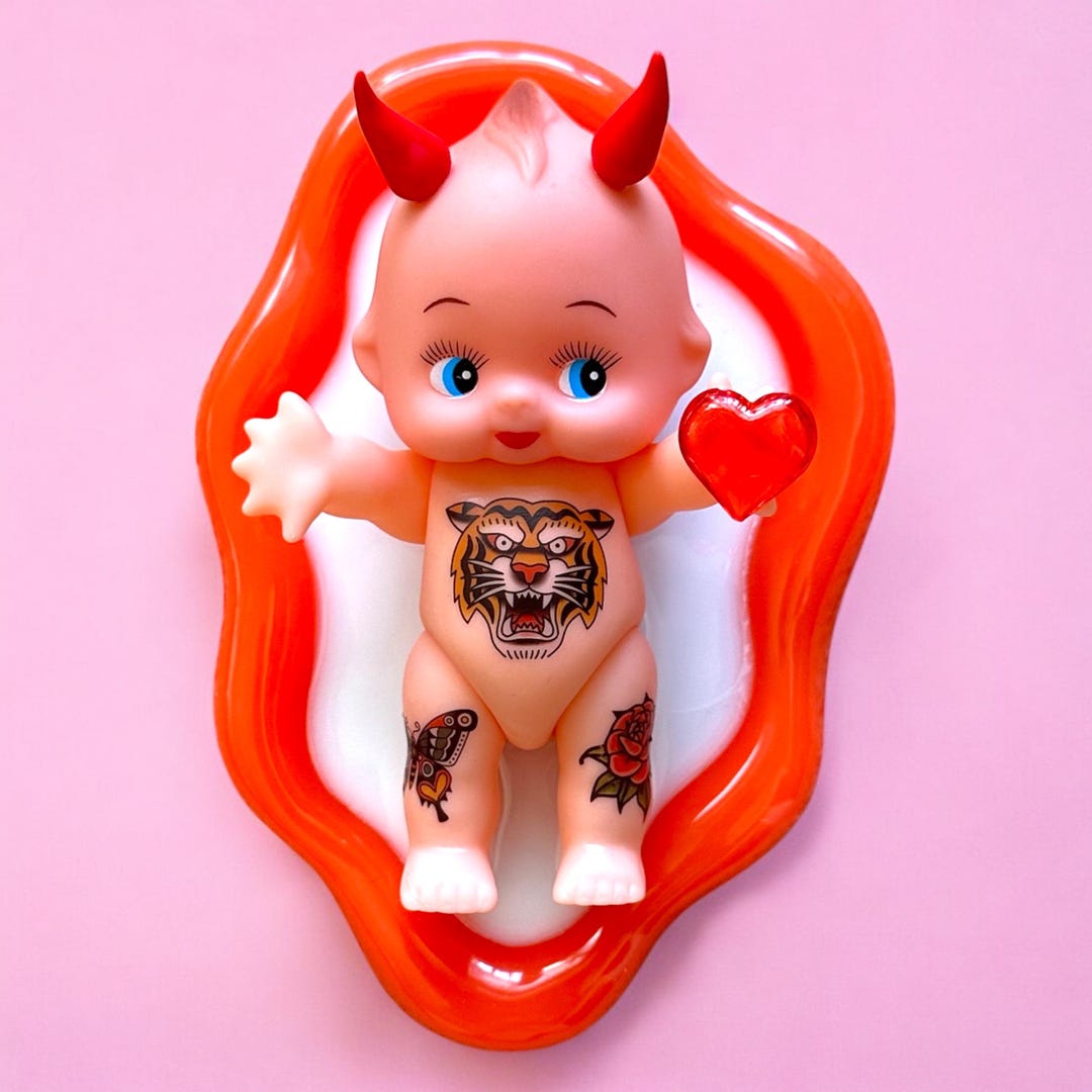 KEWPIE DEVIL Tattoo 3D Doll Resin Wall Art / Wall Art /large Kewpie ...