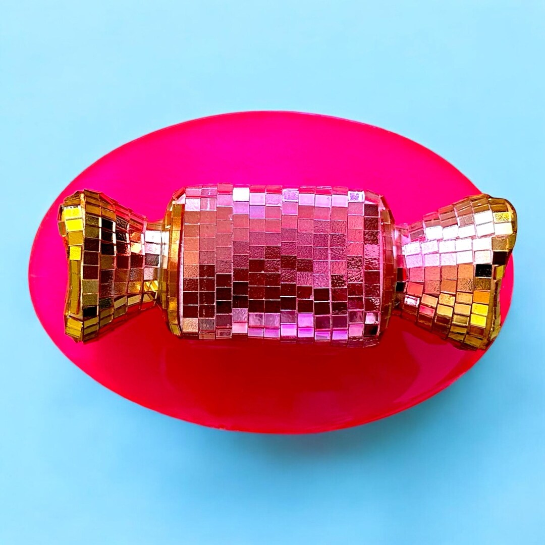 JUMBO 7 Inch PINK CANDY Disco Ball 3d Resin Wall Art / Wall Art/ Mirror ...