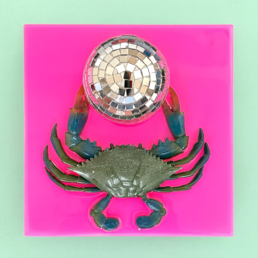 CRAB Disco BALL 3d Resin Wall Art / Wall Art/ Mirror Ball / Disco Ball ...