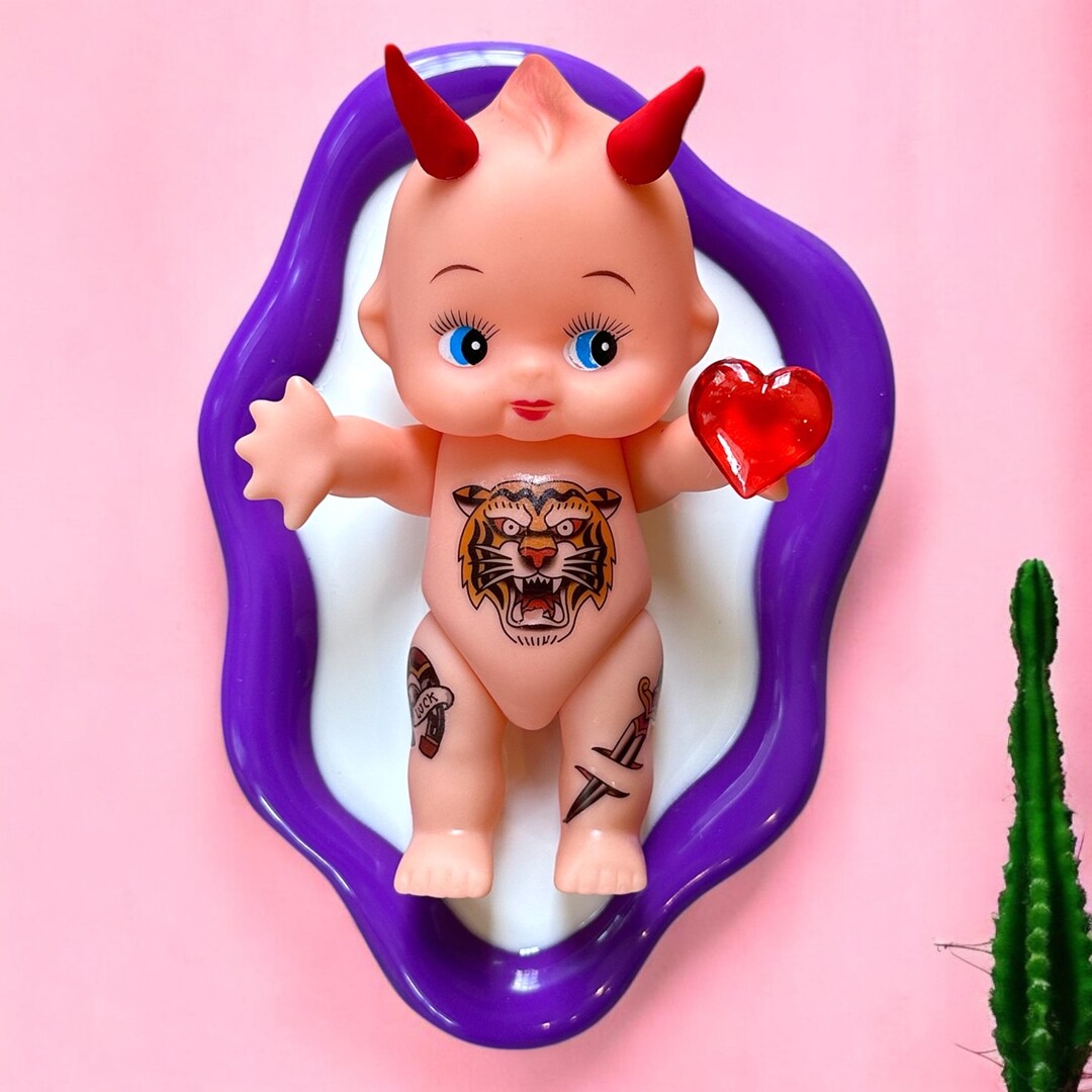KEWPIE DEVIL Tattoo 3D Doll Resin Wall Art / Wall Art /large Kewpie ...