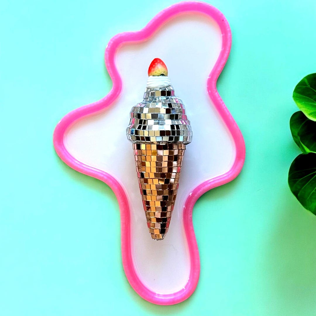 HUGE 12 Inch ICE CREAM Cone Disco Ball 3d Resin Wall Art / Wall Art ...
