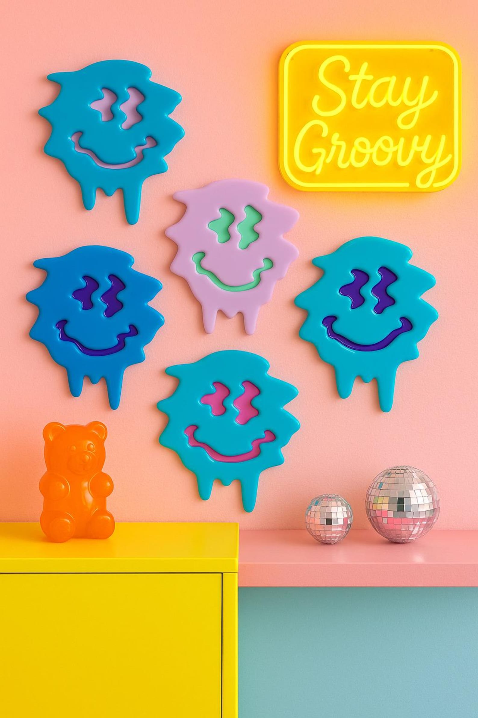 MELTING SMILEY FACE 3D Resin Wall Art | Giant Wall Sculpture | Funky ...