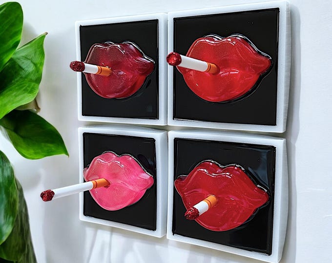 SMOKING Giant Lips 3D Resin Wall Art /wall Art/ Botox Lips / Lip Gloss ...