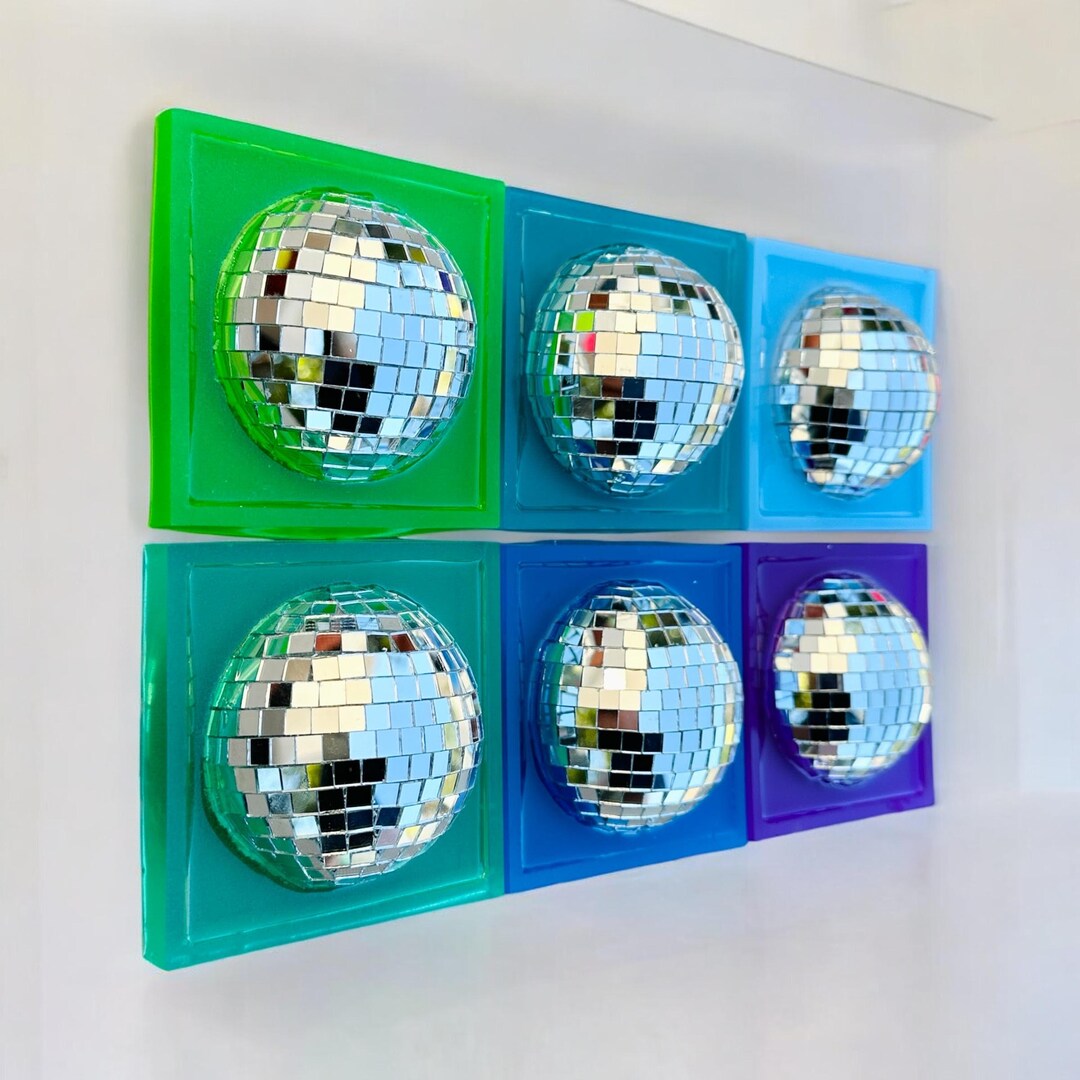 Blue & Green DISCO Ball 3d Resin Wall Art / Wall Art/ Mirror Ball ...