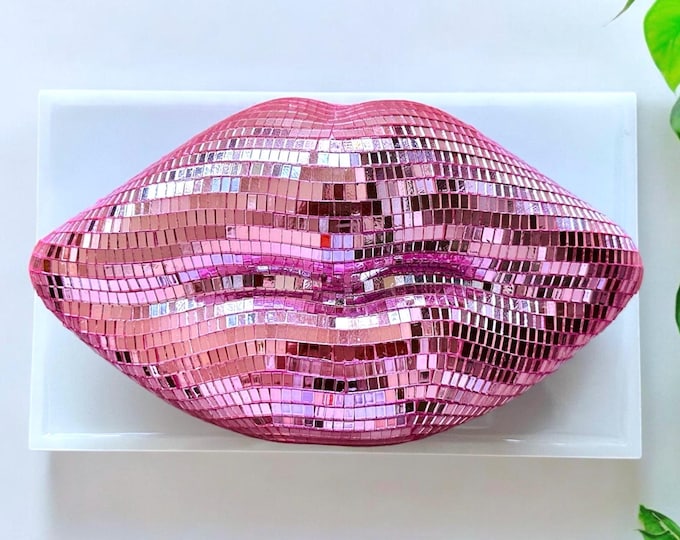 HUGE 10 Inch LIPS Disco Ball PINK 3d Resin Wall Art / Wall Art/ Mirror ...