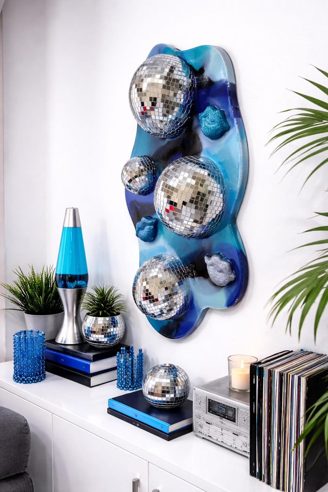 GIANT 2ft DISCO Balls & Lips Dripping Resin Wall Art Sculpture | 3D ...