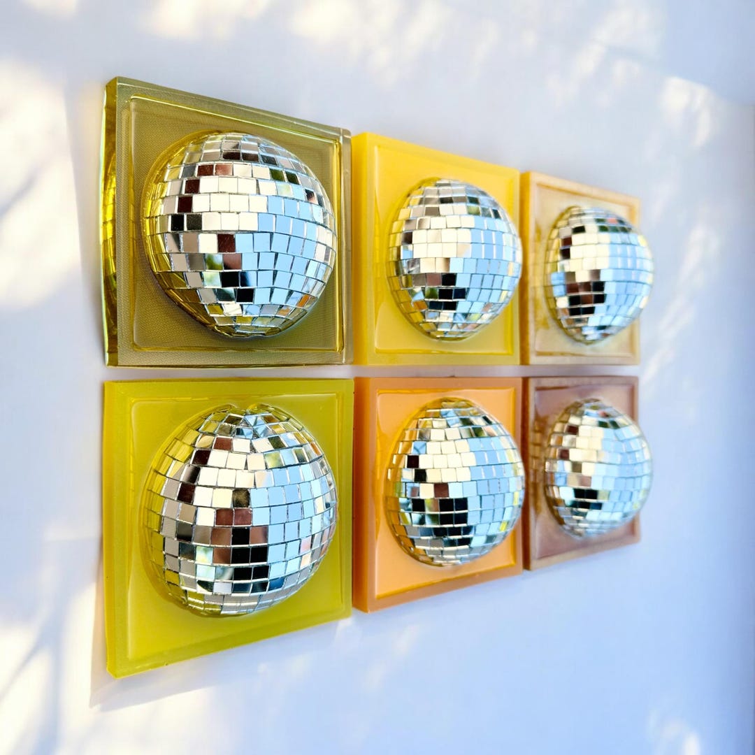 YELLOW GOLD Disco Ball 3d Resin Wall Art / Wall Art/ Mirror Ball ...