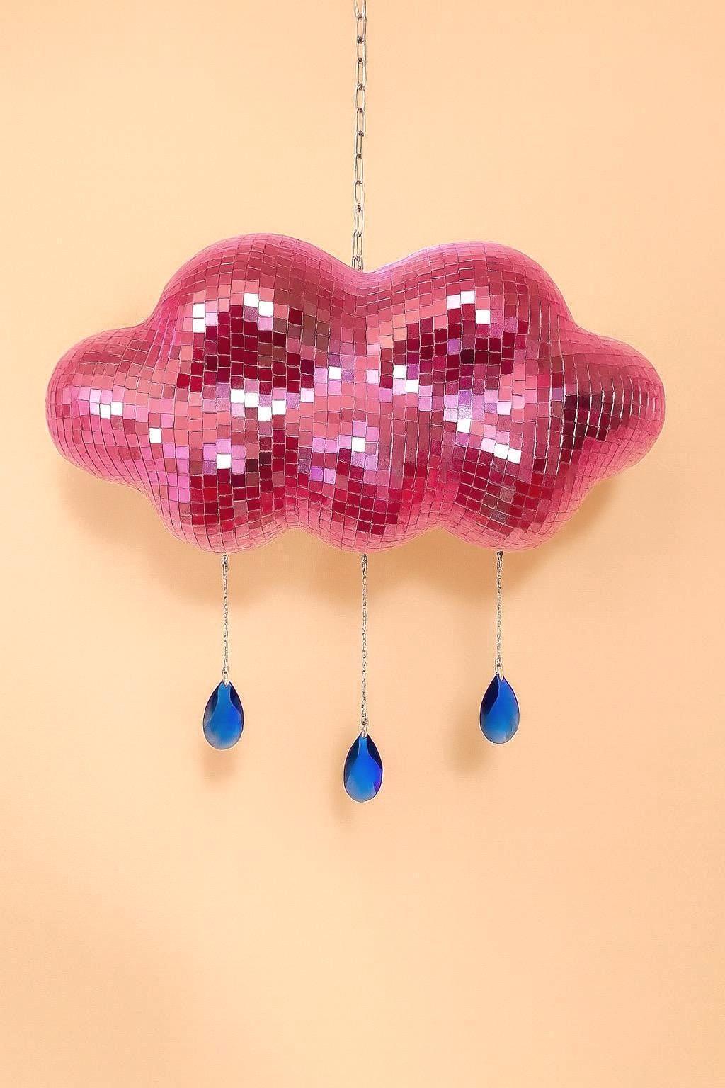 Pink Rain Cloud Disco Ball Chandelier – Dopamine Decor Kitsch Art ...